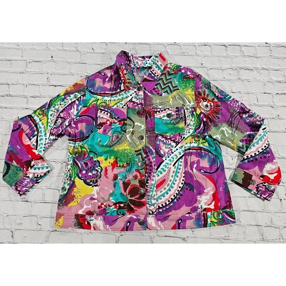Phool | Jackets & Coats | Phool Paint Splatter Button Front Jacket ...